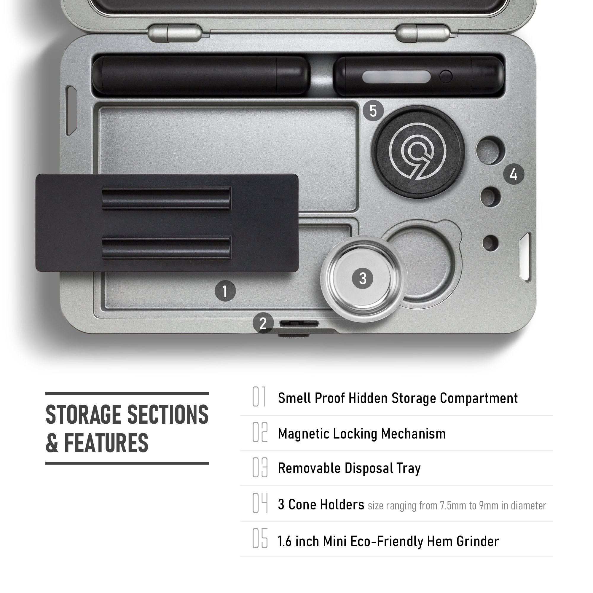 M.L.T.9 Portable Rolling Tray Survival Kit - Cloudious9
